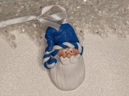 This blue Santa ornament offers new ideas for Christmas decorating