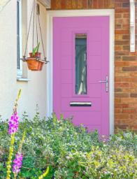 Pink Composite Front Door Sheerwater Glass