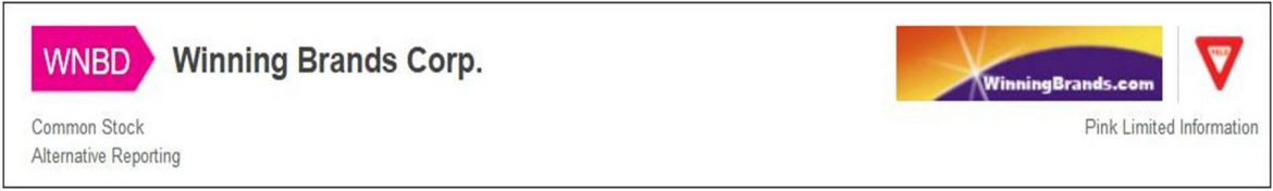 Winning Brands Corporation (WNBD) Stock Message Board - InvestorsHub
